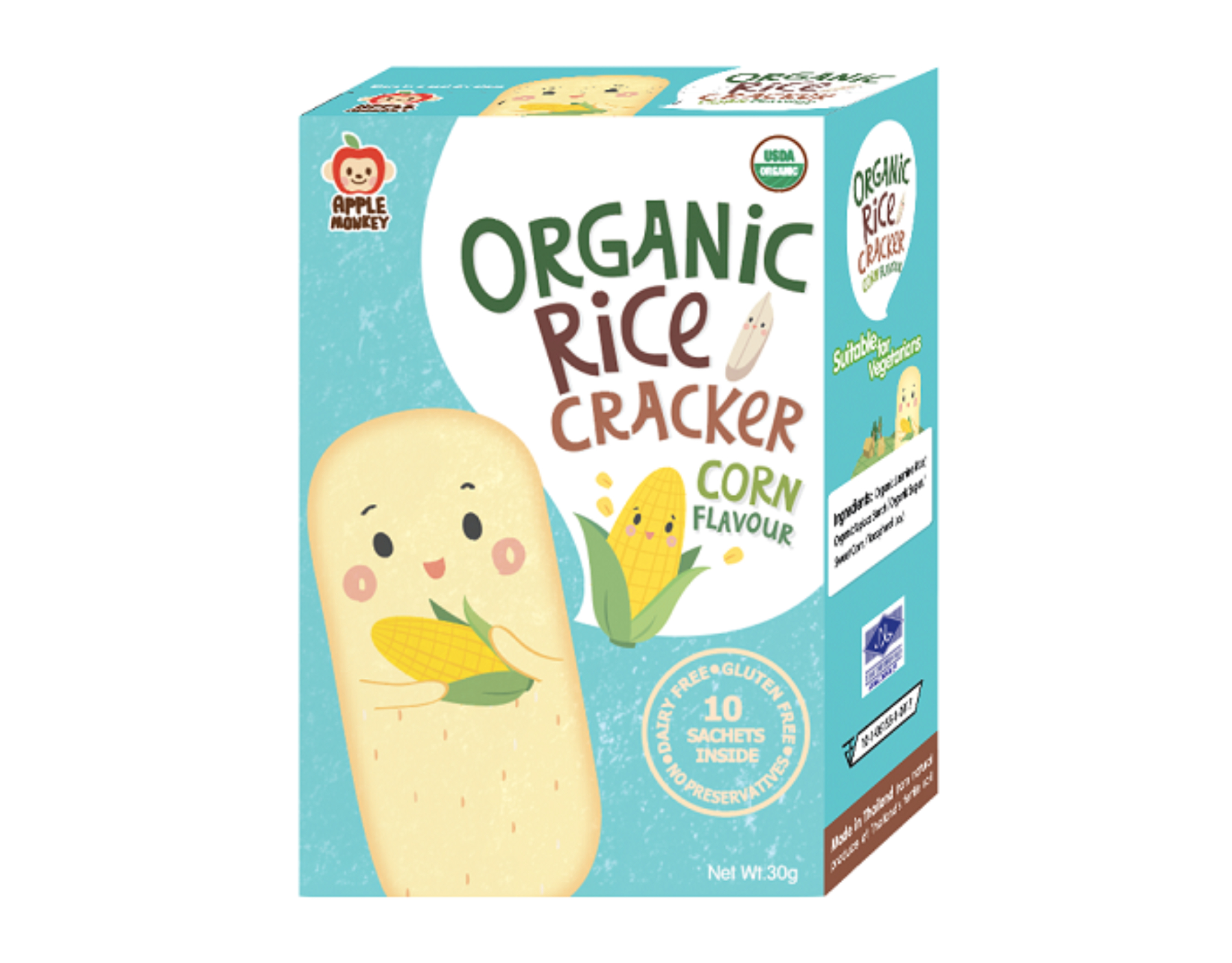 Apple Monkey Organic Rice Cracker Corn | myaeon2go