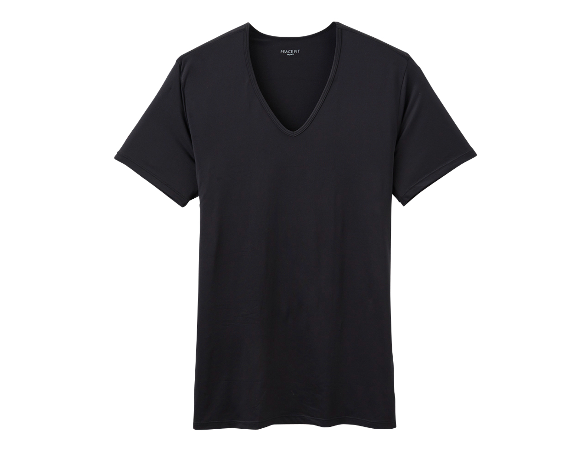 Inner Casual Men SilkyFACT Short Sleeve V-Neck Black | myaeon2go