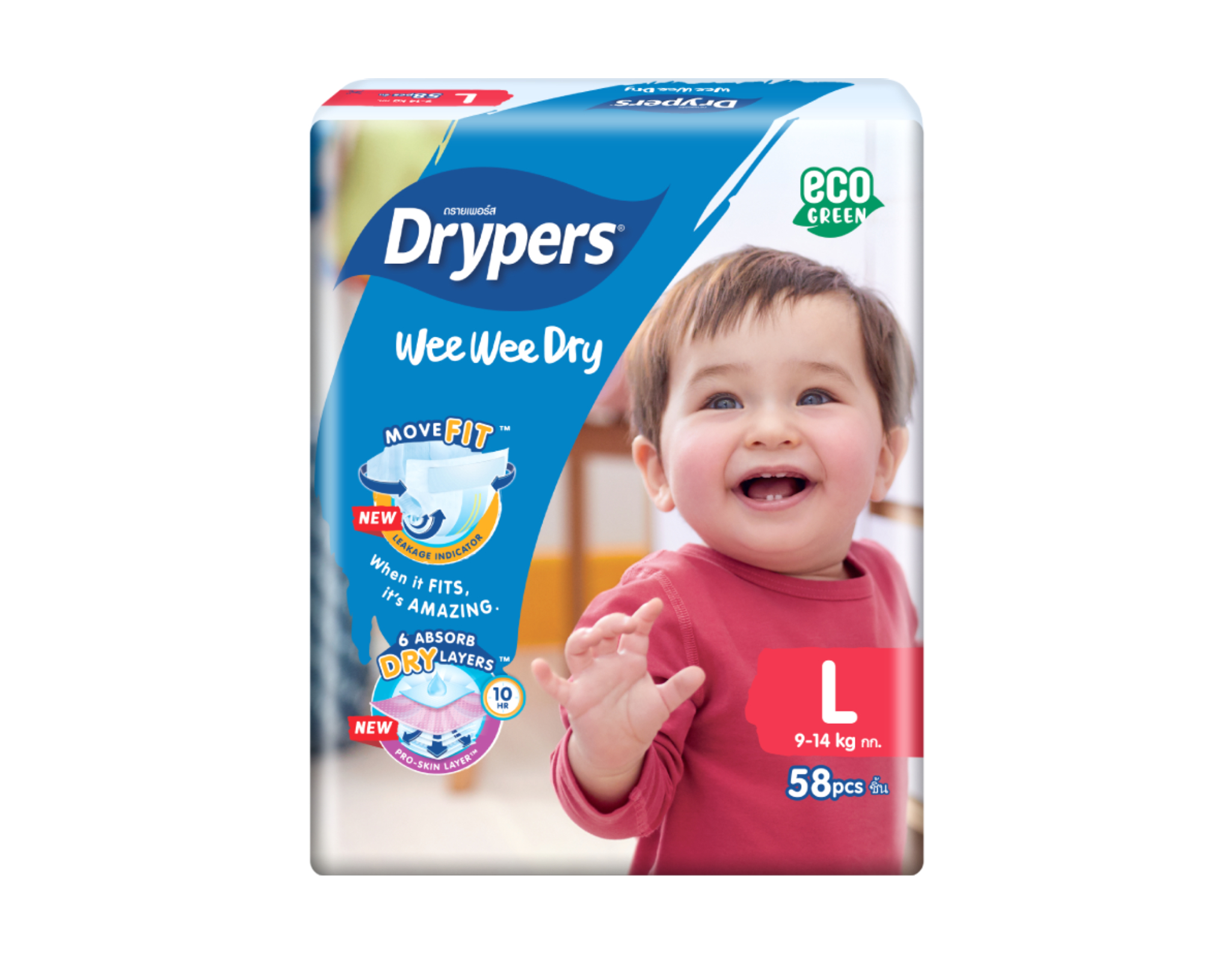 Drypers L58 - Wee Wee Dry With Pro-Skin Layer