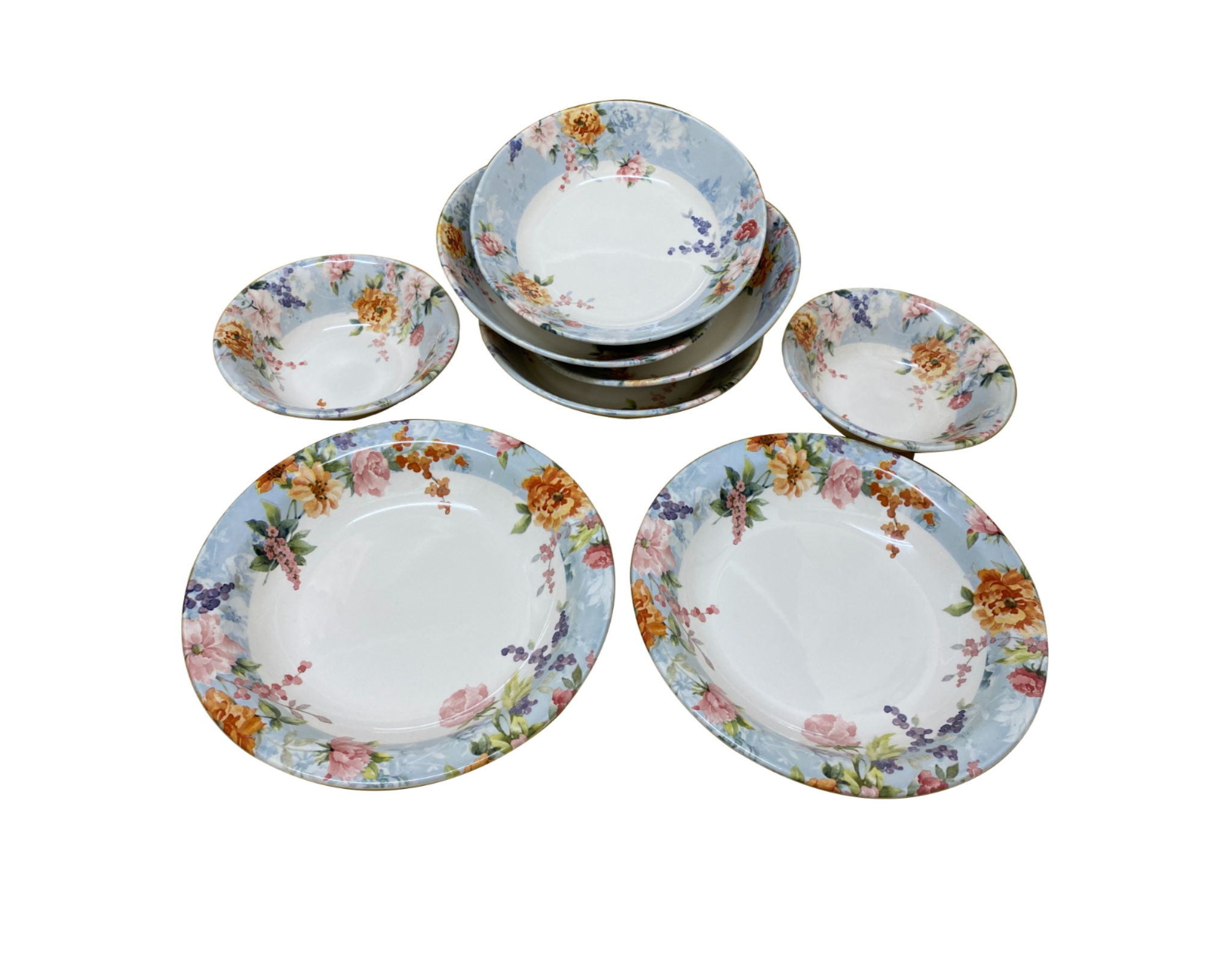 Claytan Crimson Blue Border Dining Set | myaeon2go