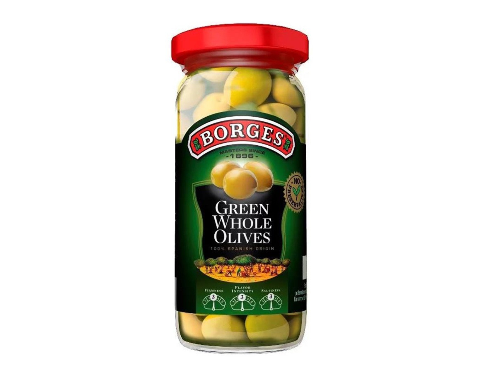 Borges Whole Green Olives Glass | myaeon2go