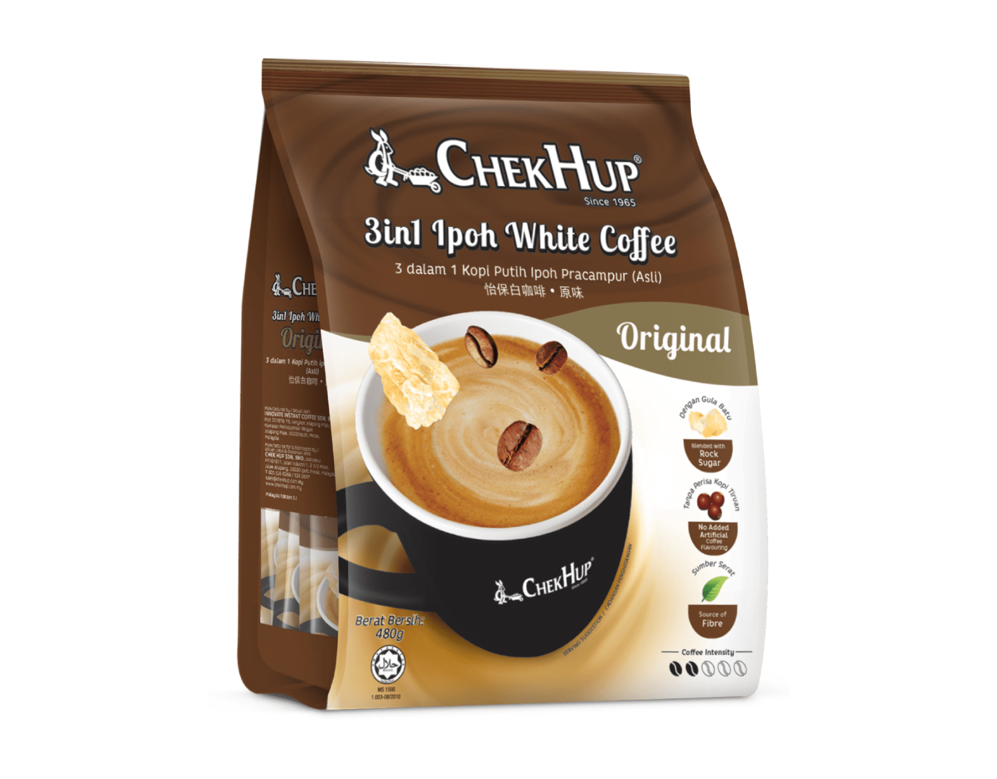 Chek Hup Ipoh White Coffee, Original, 12x40g - Smooth & Rich