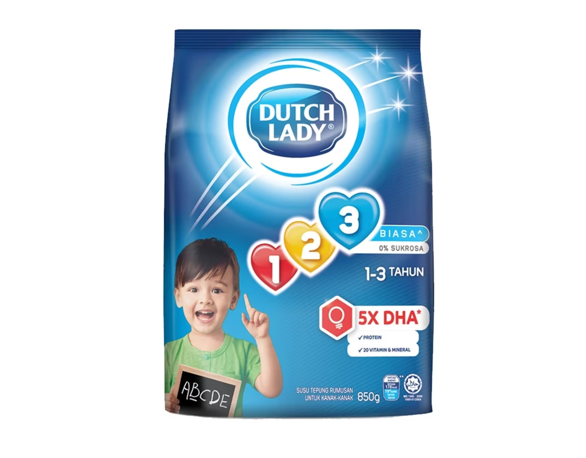 Dutch Lady Gum 123 Plain, 850 g - Plain Flavor