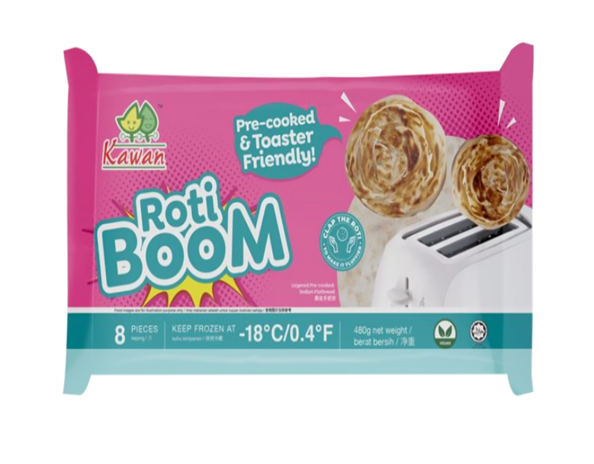 Kawan Roti Boom, 8 x 60 g - Toaster Friendly