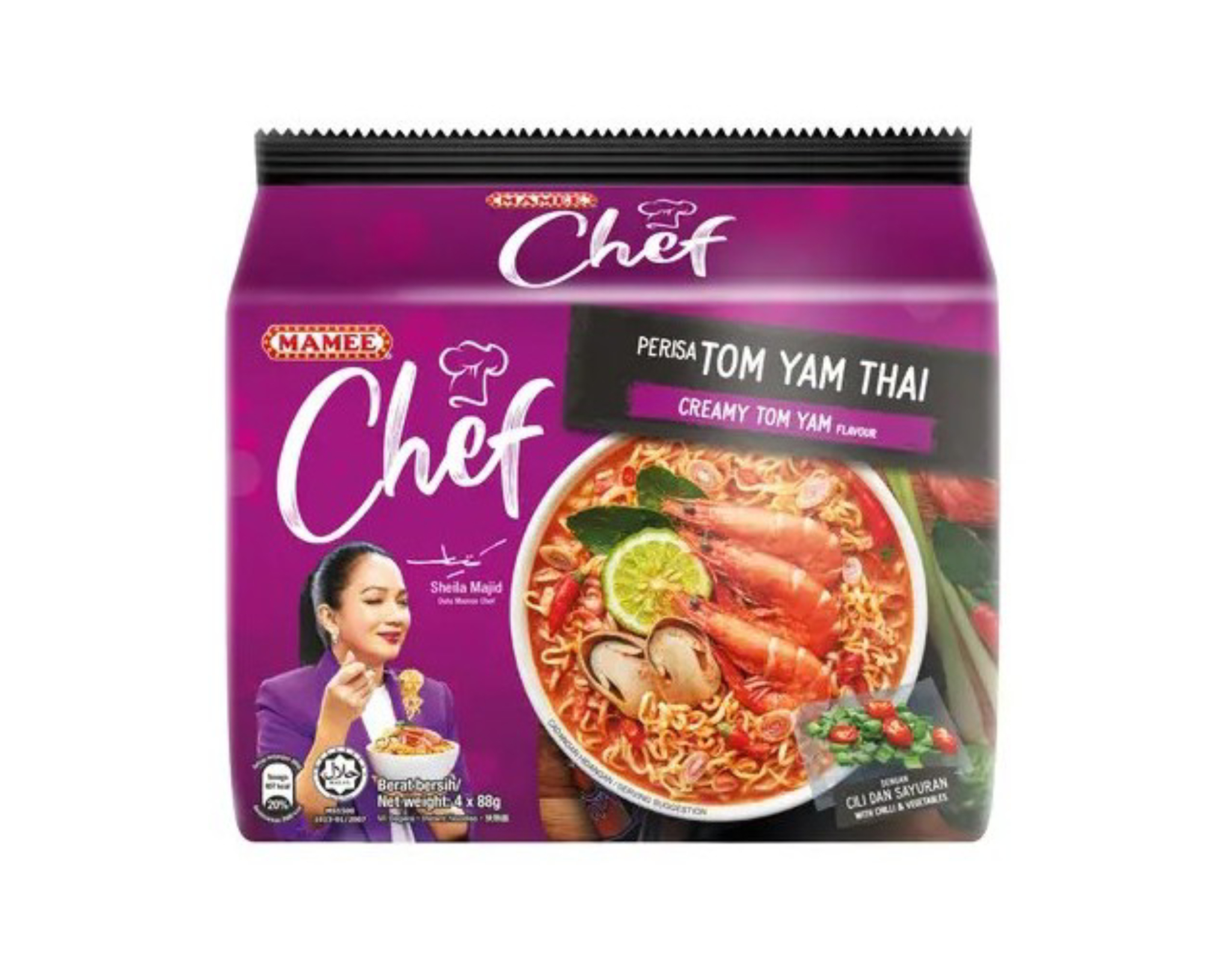 Mamee Chef Creamy Tom Yam Noodle, 4x82g - Spicy Delight