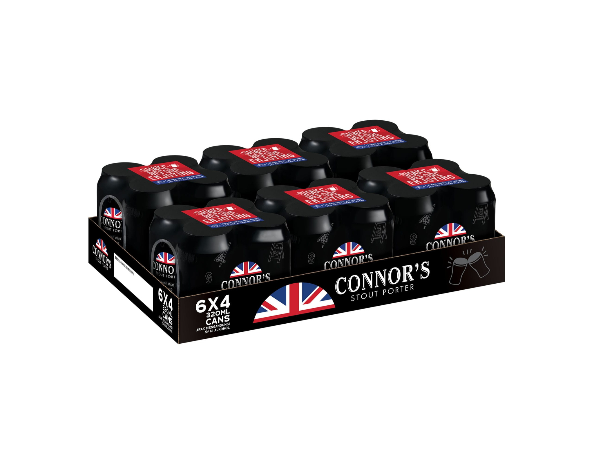 Connor's Stout Can, 24 x 320 ml - Rich Coffee Flavor