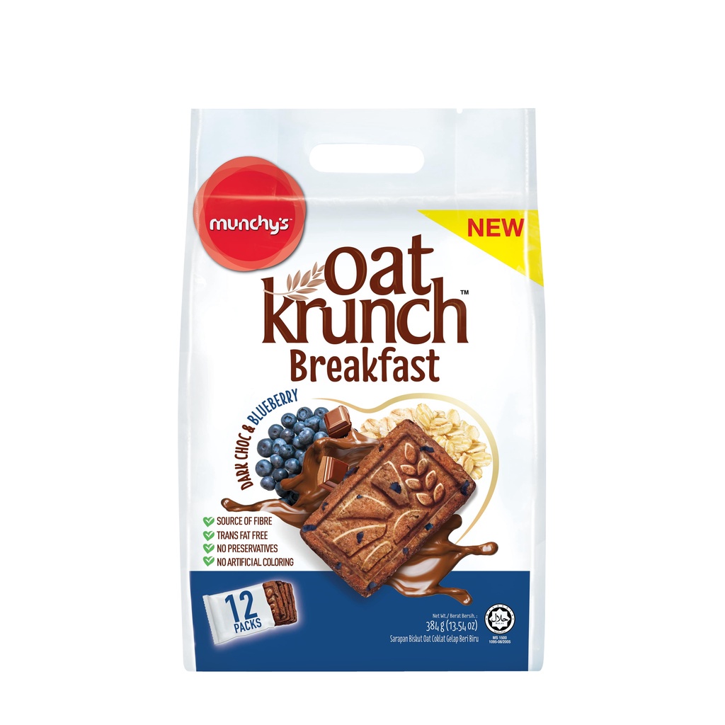 Munchy's Oat Krunch Dark Choco Blueberry, 384g - Fiber Rich