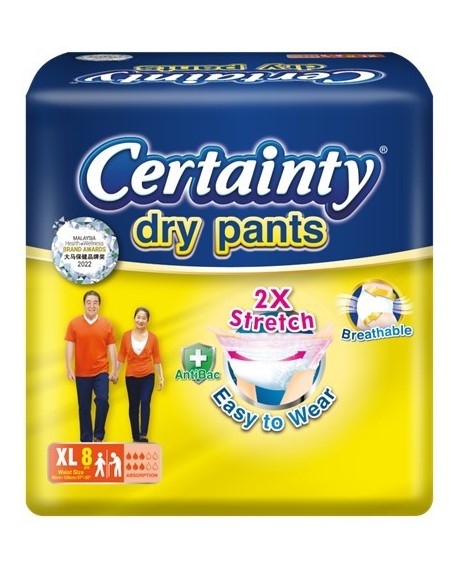 Certainty Disposal Adult Diapers Drypants XL8, 8 pcs - Breathable & Secure