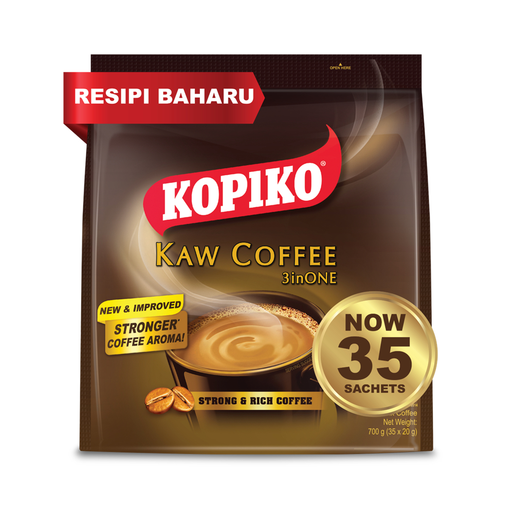 Kopiko Kaw 3 in 1 Coffee, 27 x 20g - Strong & Rich