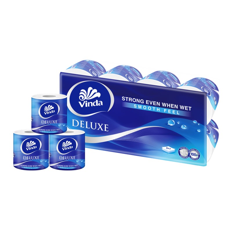 Vinda Deluxe Toilet Paper 8 Rolls - Soft & Strong