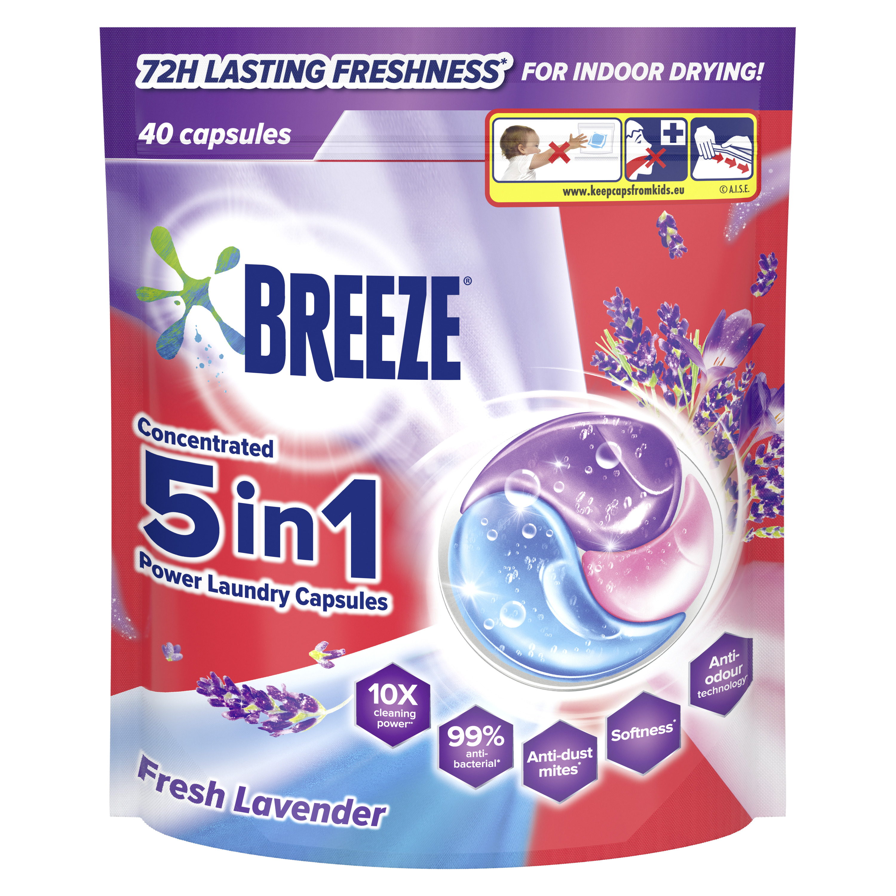 Breeze 5 In 1 Lavender Capsule Refill 40 Pcs | myaeon2go