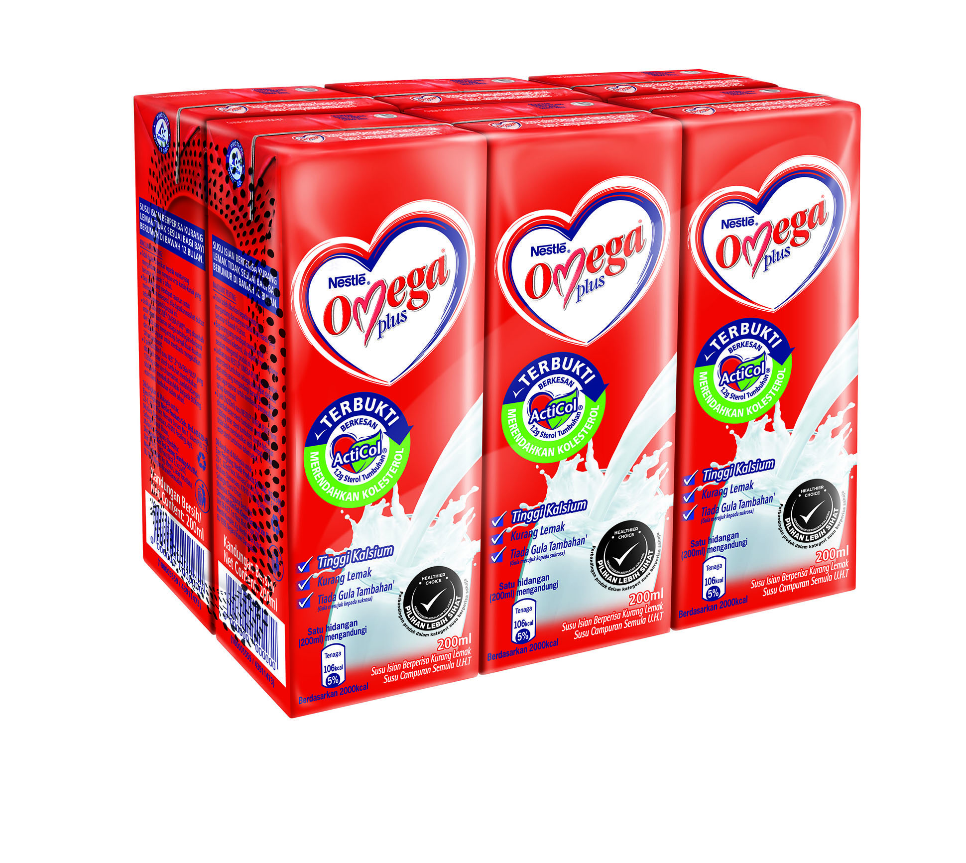 Nestle Omega Plus Acticol UHT 6x200ml - Lower Cholesterol