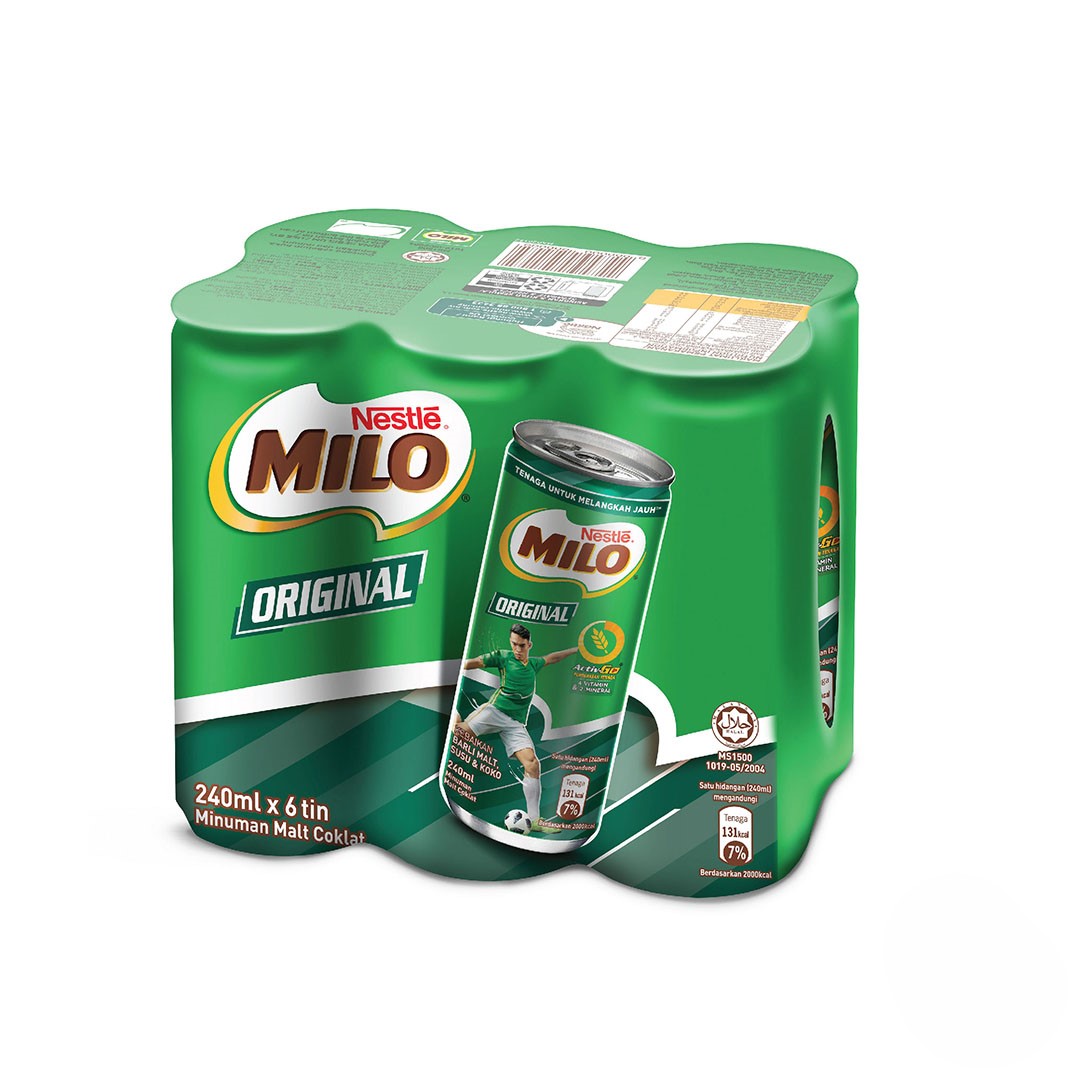 Milo Original Canned, 6 x 240 ml - Malt, Milk & Cocoa