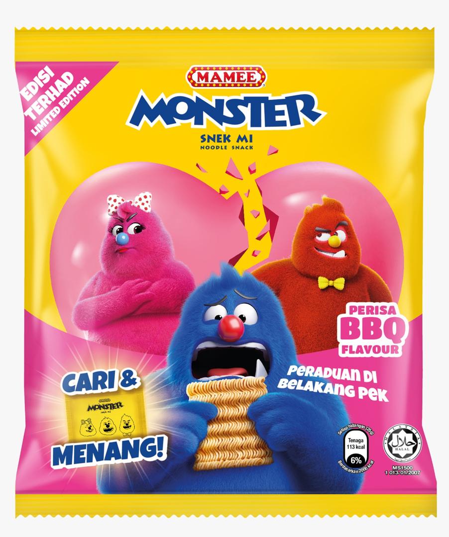 Mamee Monster BBQ 8x25g - BBQ Flavored Snack