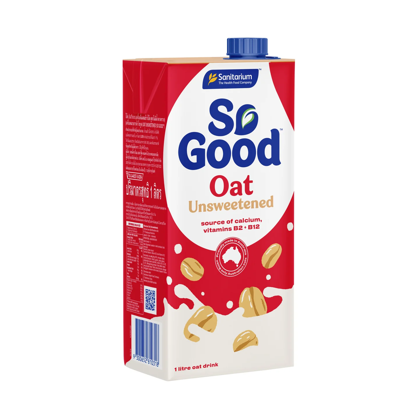 So Good Oat Milk Unsweetened, 1L - Dairy-Free & Vegan
