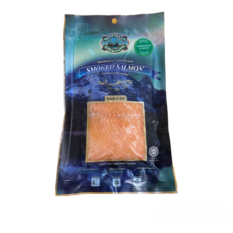Bonfisken Norwegian Smoked Salmon, 100g - High Omega 3