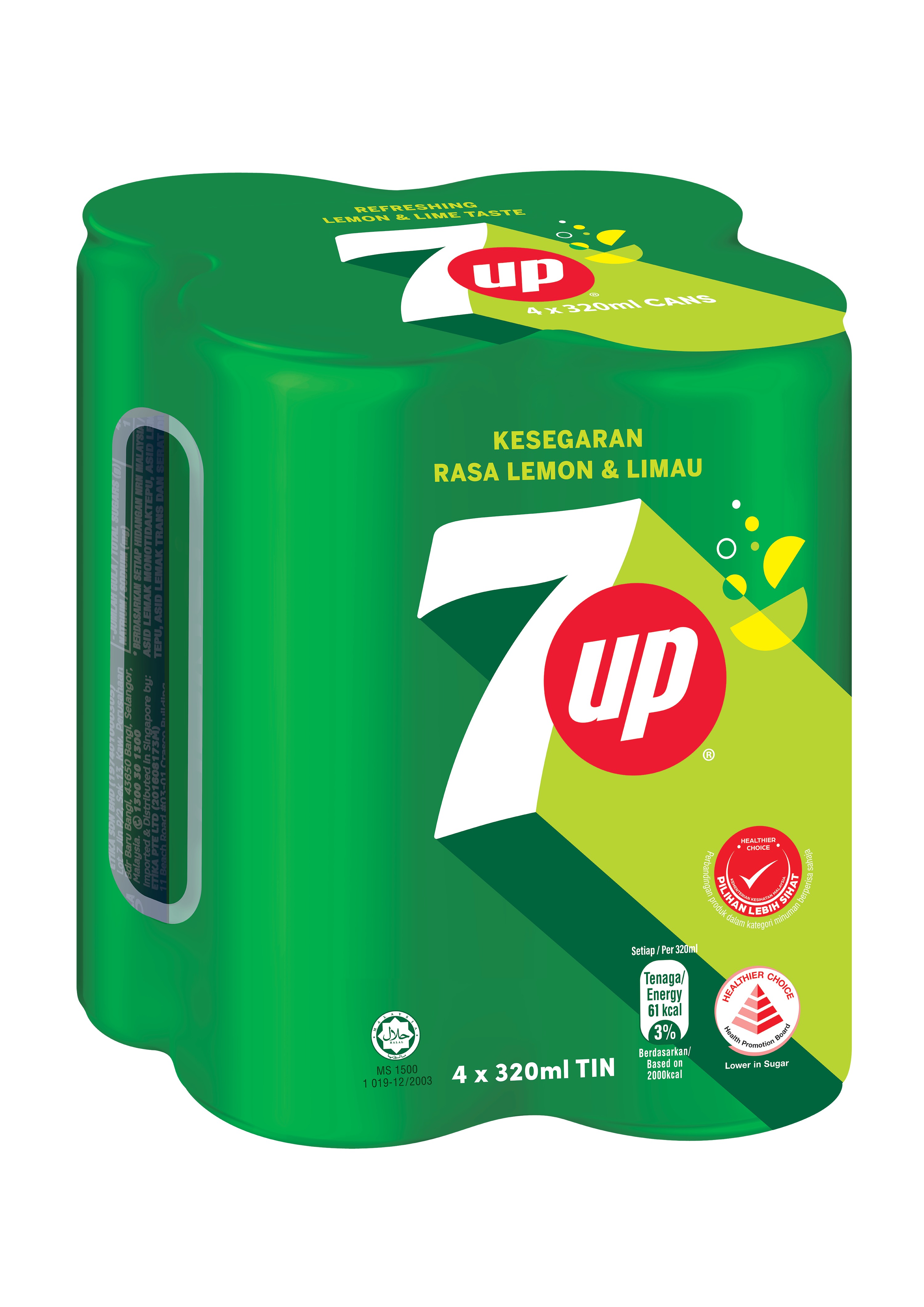7 Up Original, 4 x 320 ml - Refreshing Lemon-Lime Flavor