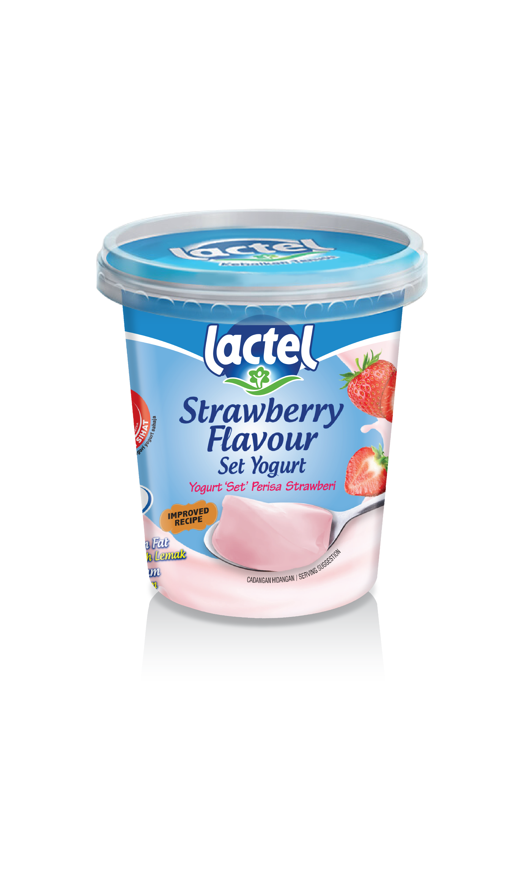 Lactel Yogurt Strawberry Set, 470g - Low Fat, High Calcium