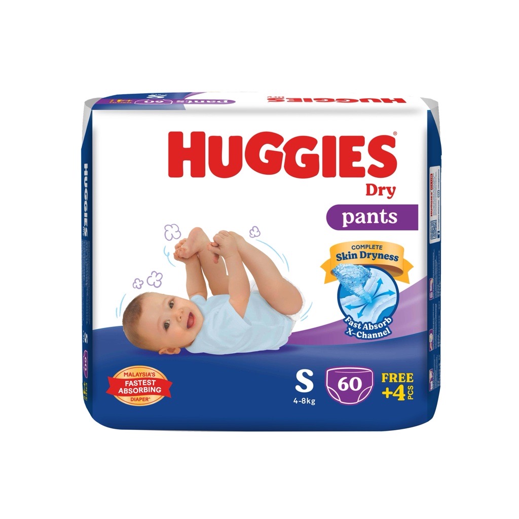Huggies Dry Pants Super Jumbo Pack S60 + 4 Pcs | myaeon2go