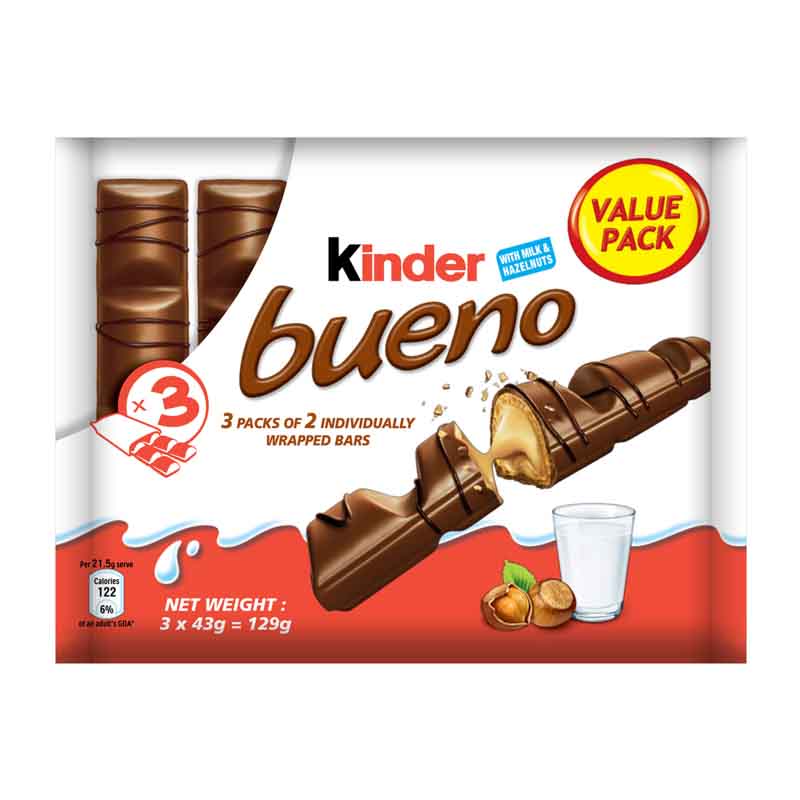 Kinder Bueno T6 Fascetta Milk Chocolate with Hazelnuts Value