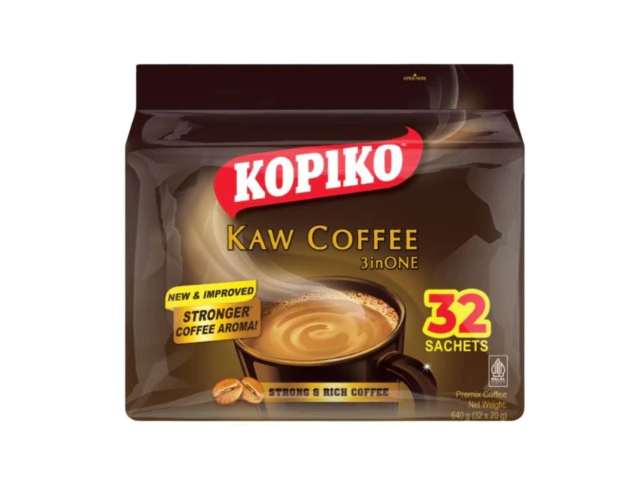Kopiko Kaw 3 in 1 Coffee, 27 x 20g - Strong & Rich