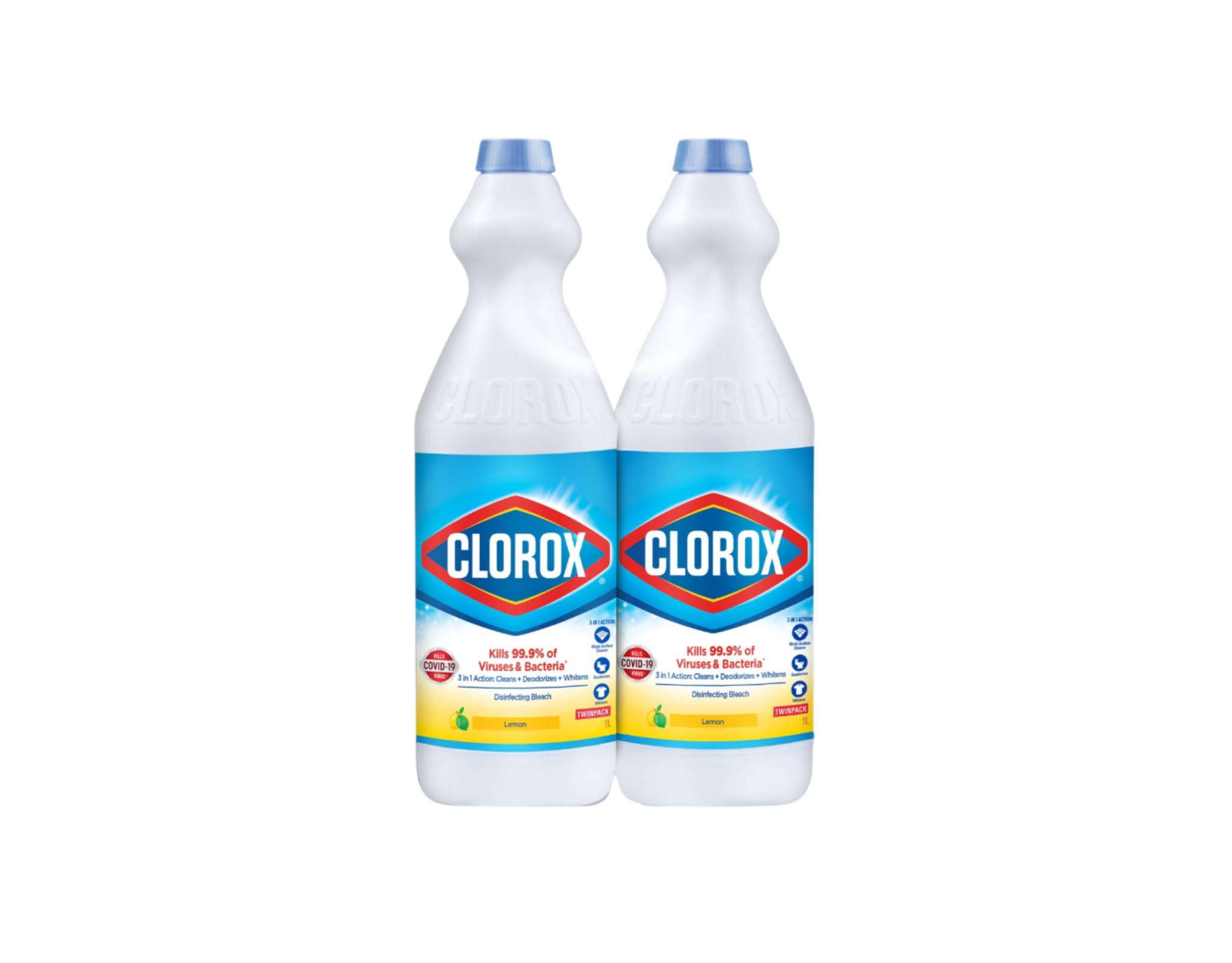 Clorox Bleach Lemon Twin Pack 2x1L - Kills 99.9% Germs